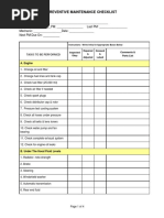 Preventive Maintenance Checklist: Tasks To Be Performed | PDF