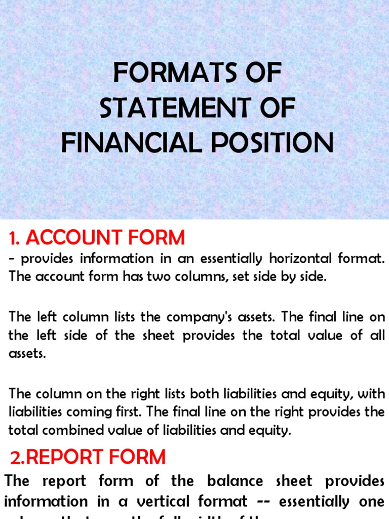 Formats of Statement of Financial Position | PDF