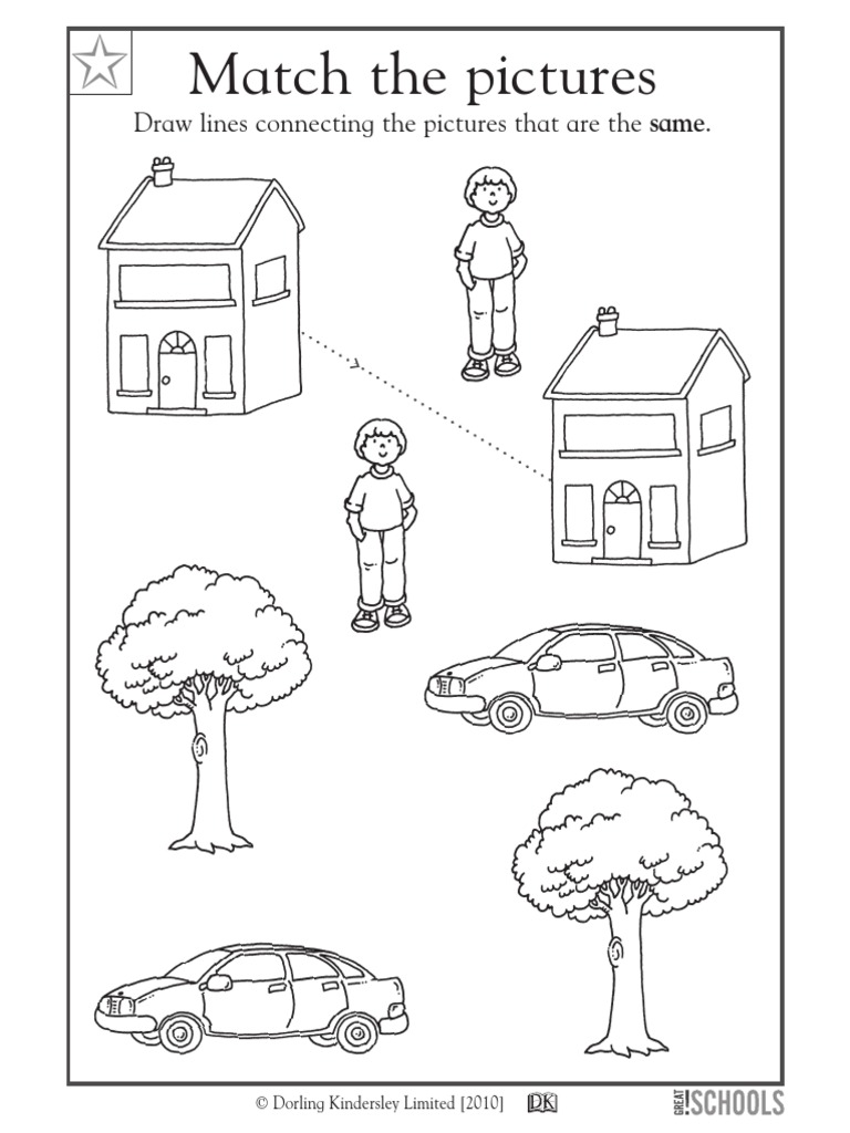 Match The Pictures: Draw Lines Connecting The Pictures That Are The ...