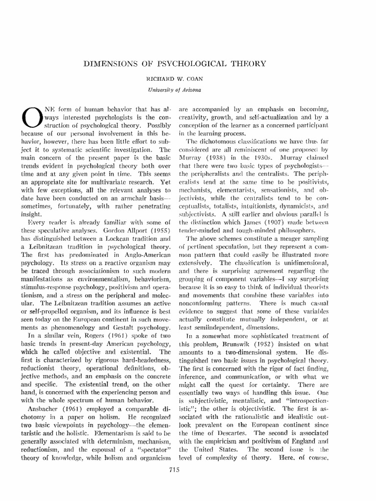 Trends in Psychological Theory Dimensions | PDF | Hierarchy ...