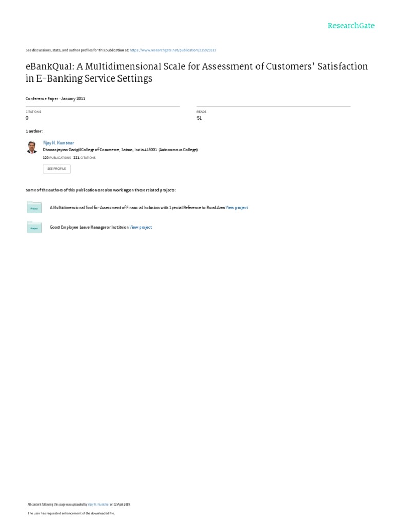eBankQual: E-Banking Satisfaction Scale | PDF | Customer Satisfaction | Structural Equation Modeling