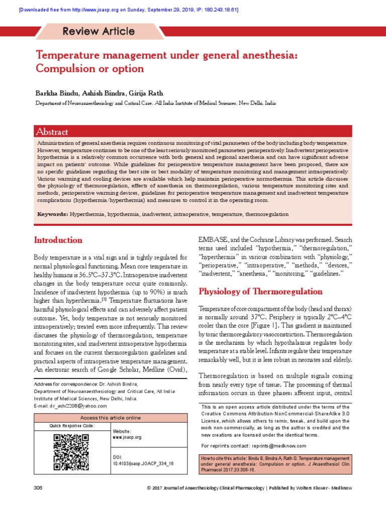 Thermal and Anesthesia | PDF | Hypothermia | Thermoregulation