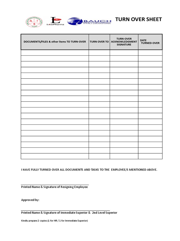 Employee Turnover Acknowledgment Form | PDF
