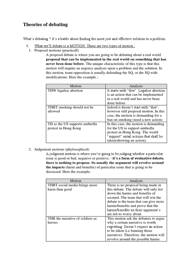 Theories of Debating | PDF | Goal | Argument