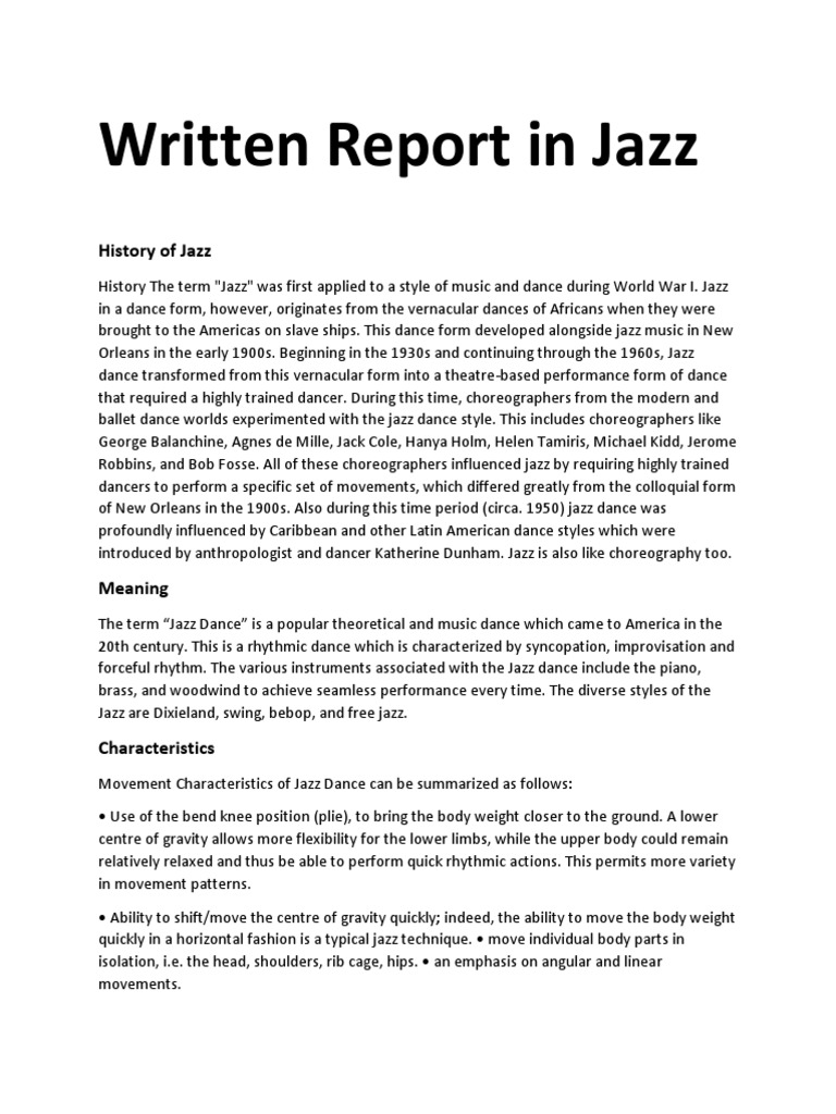 Key Characteristics of Jazz Dance | PDF | Dances | Jazz