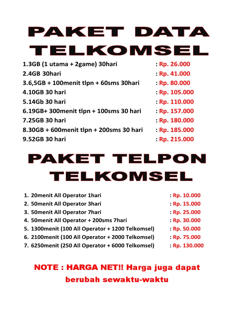 NOTE: HARGA NET!! Harga Juga Dapat Berubah Sewaktu-Waktu | PDF