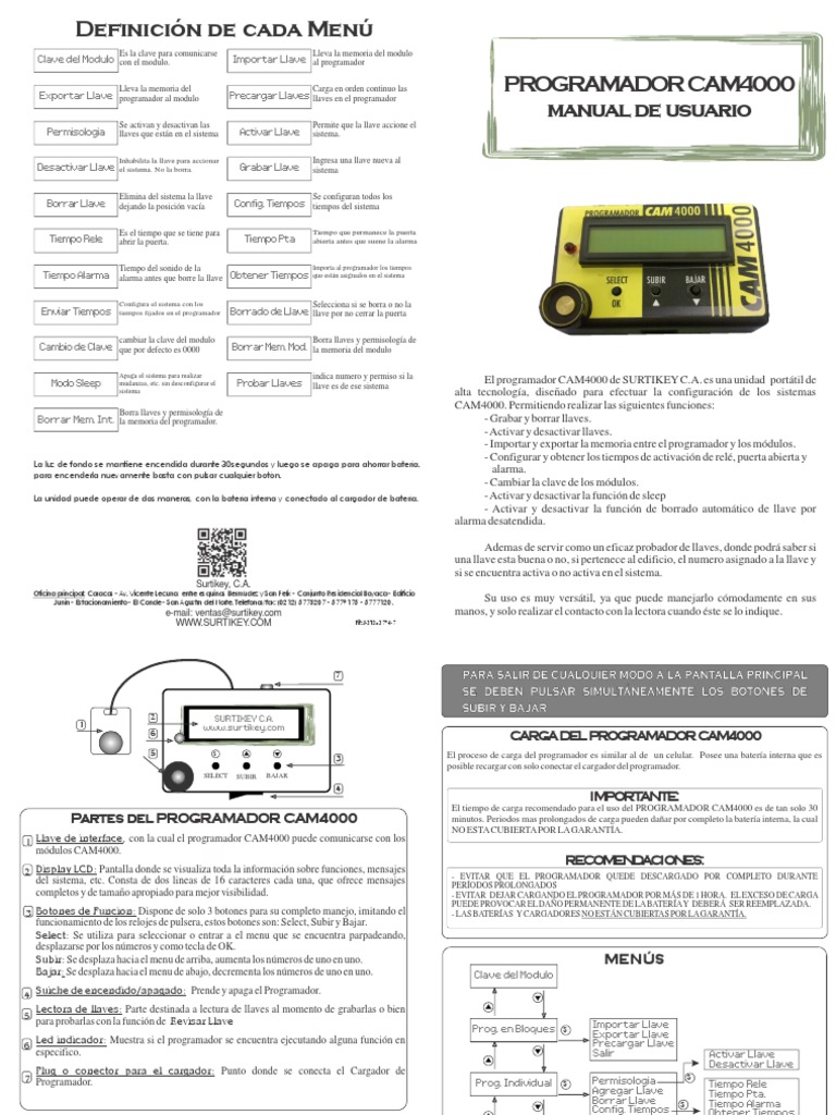 Manual del Programador CAM4000 | PDF | Pantalla de cristal líquido ...