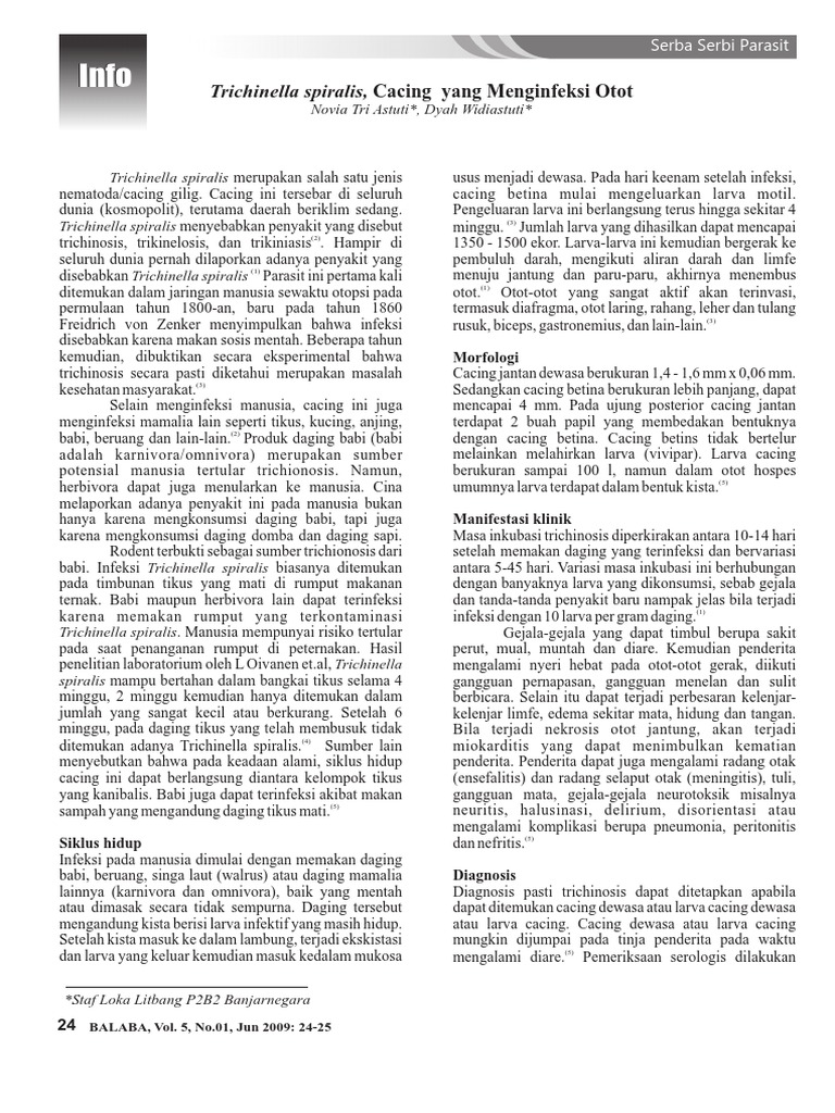 Trichinella Spiralis dan Trichinosis | PDF