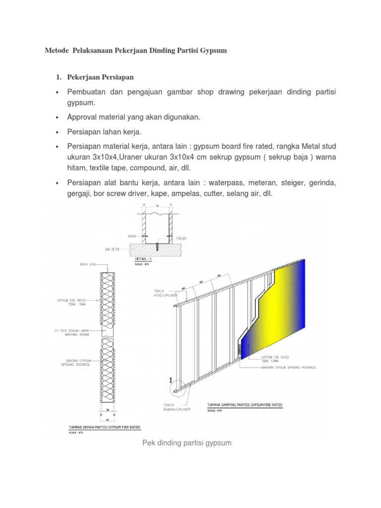 Metode Pemasangan Partisi Gypsum | PDF