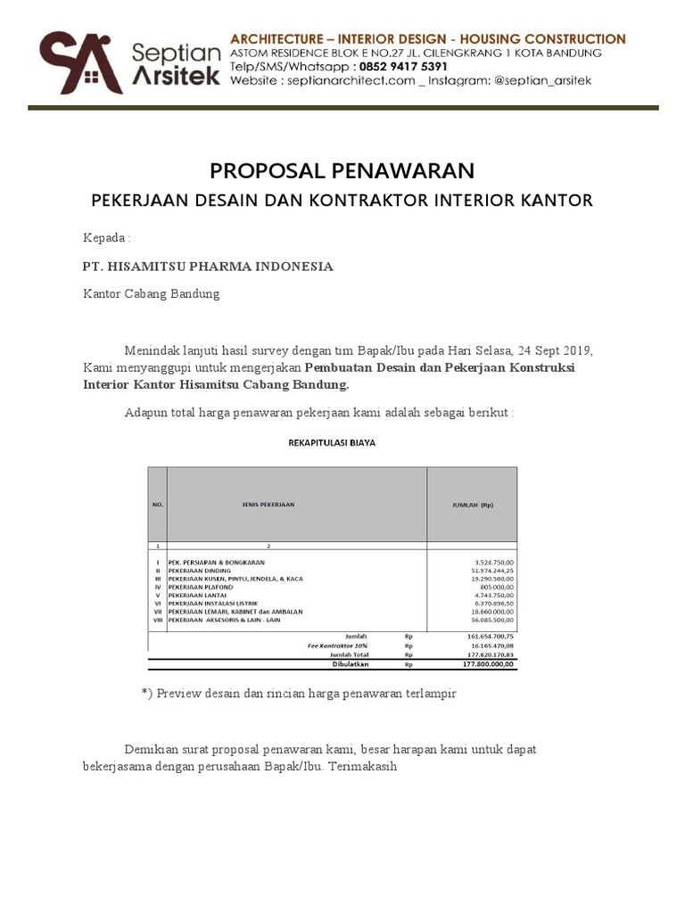 Proposal Penawaran Interior | PDF | Bisnis