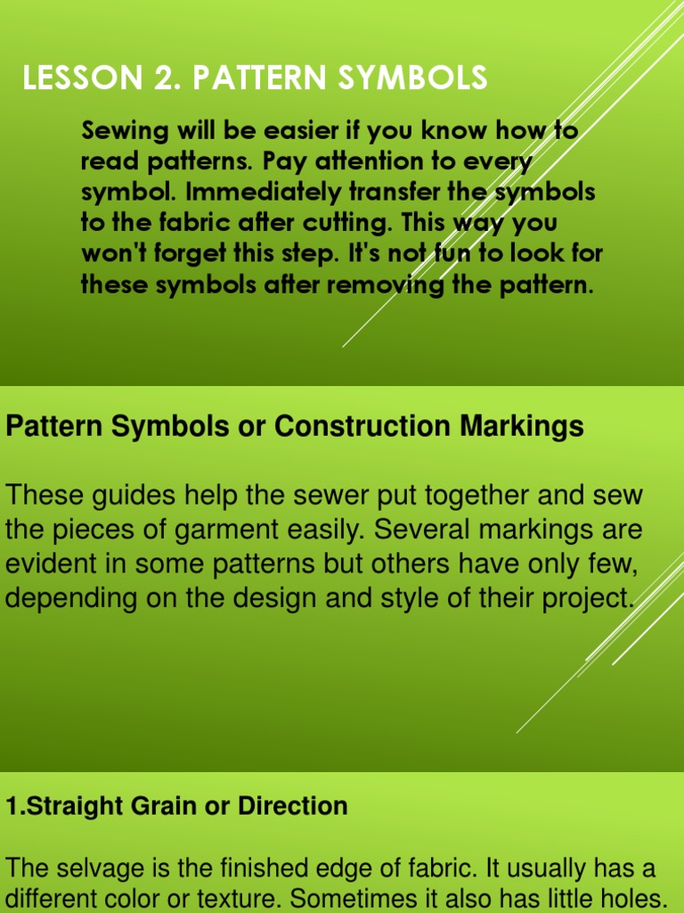 Pattern Symbols Guide | PDF | Sewing | Softlines (Retail)