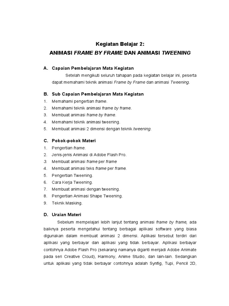 6 Kb 2 Animasi Frame By Frame Dan Animasi Tweening Pdf Pdf
