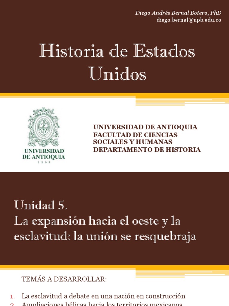 Unidad 5 La Expansión Hacia El Oeste y La Esclavitud | PDF | Unión ...