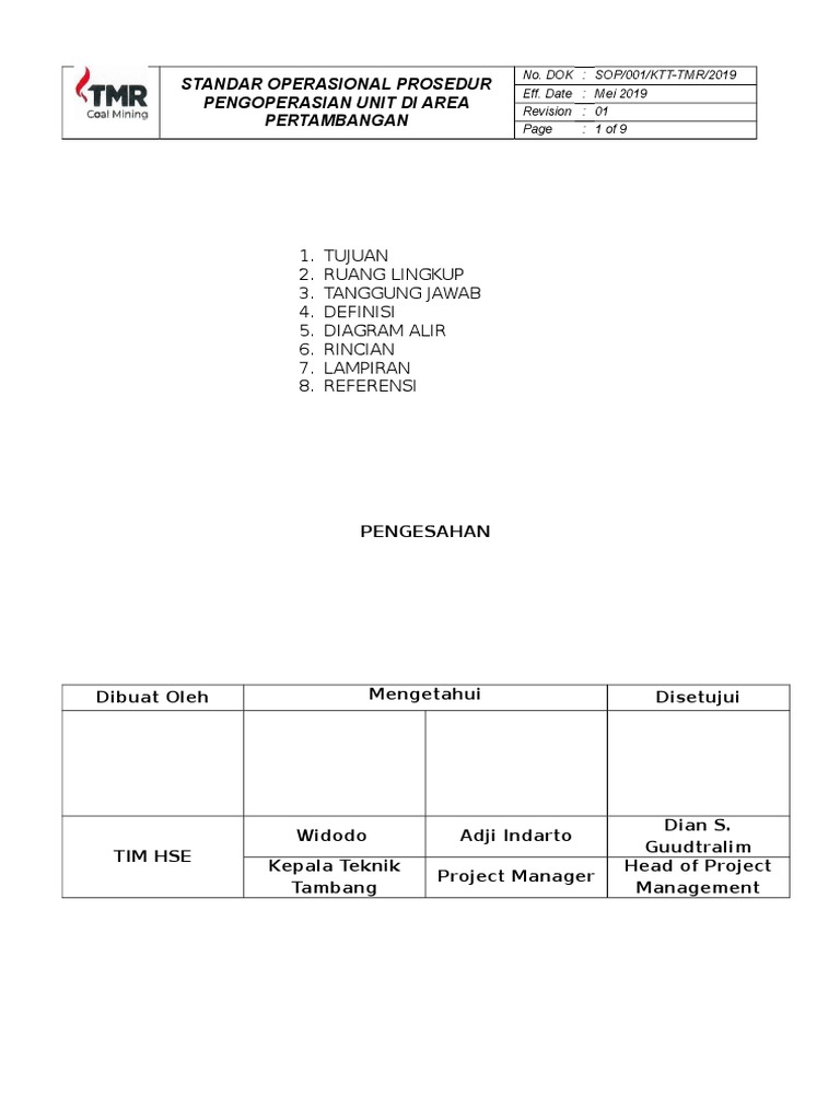 SOP - Pengoperasian - Unit (OPERATOR) | PDF
