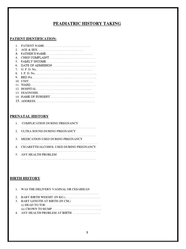 Peadiatric History Taking: Patient Identification | PDF | Labia ...