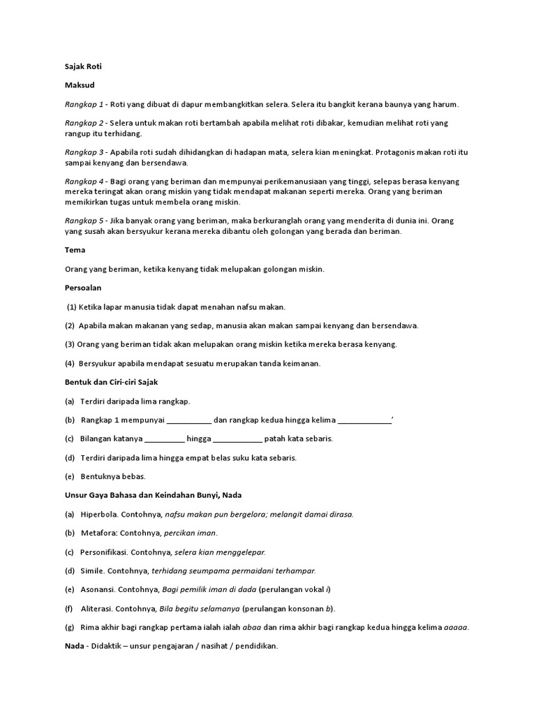 Sajak Roti | PDF