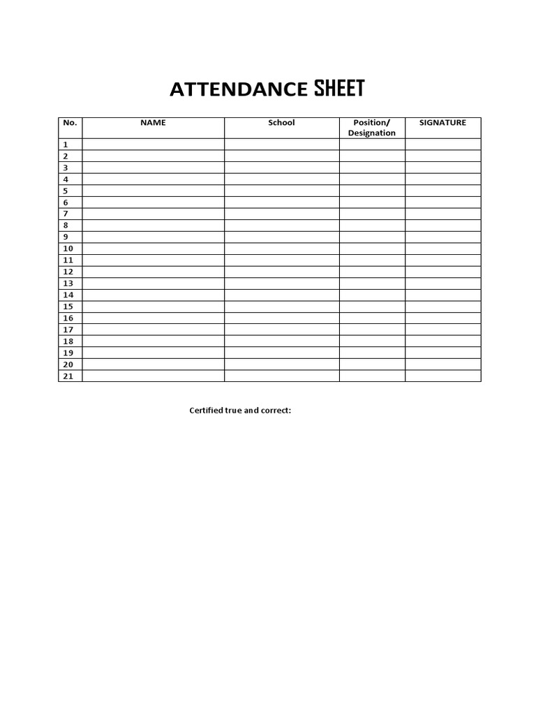 Attendance Sheet | PDF