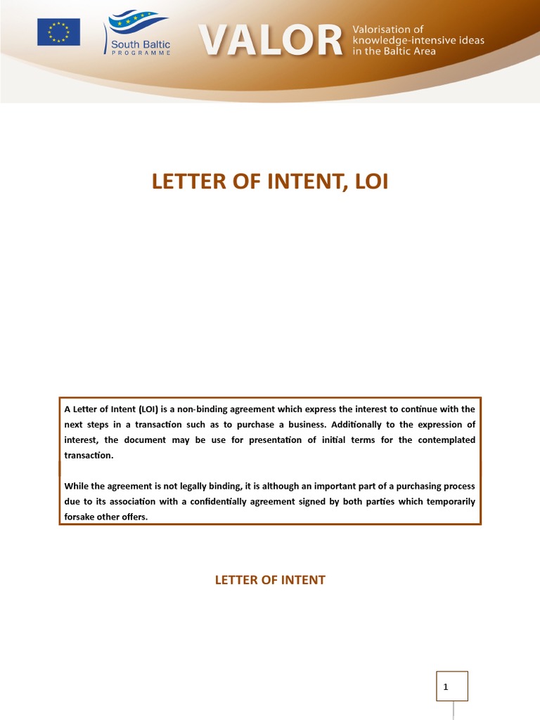 Letter of Intent Template | PDF | Business Law | Common Law