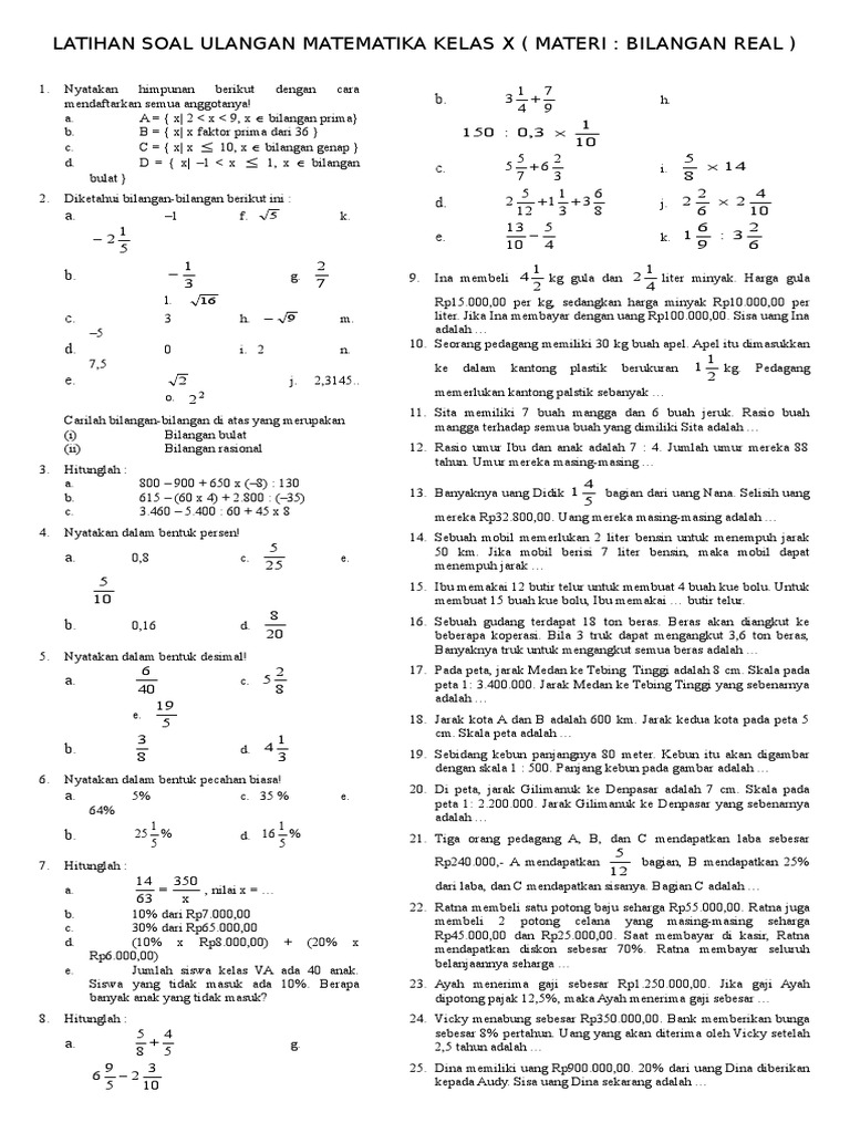Latihan Soal Bilangan Real | PDF