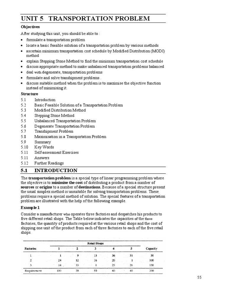 Unit-5 Transportation Problem | PDF | Linear Programming | Mathematical Optimization