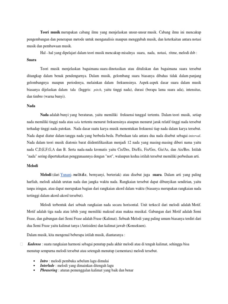 Unsur Dasar dalam Teori Musik | PDF