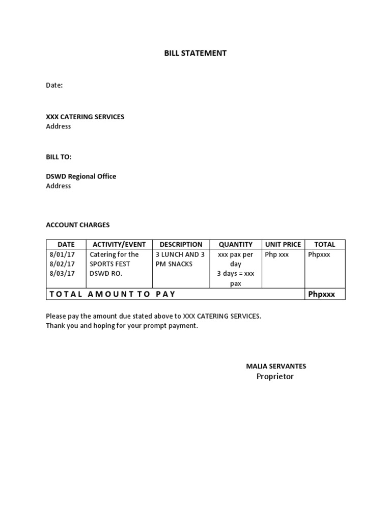 BILL STATEMENT Sample | PDF