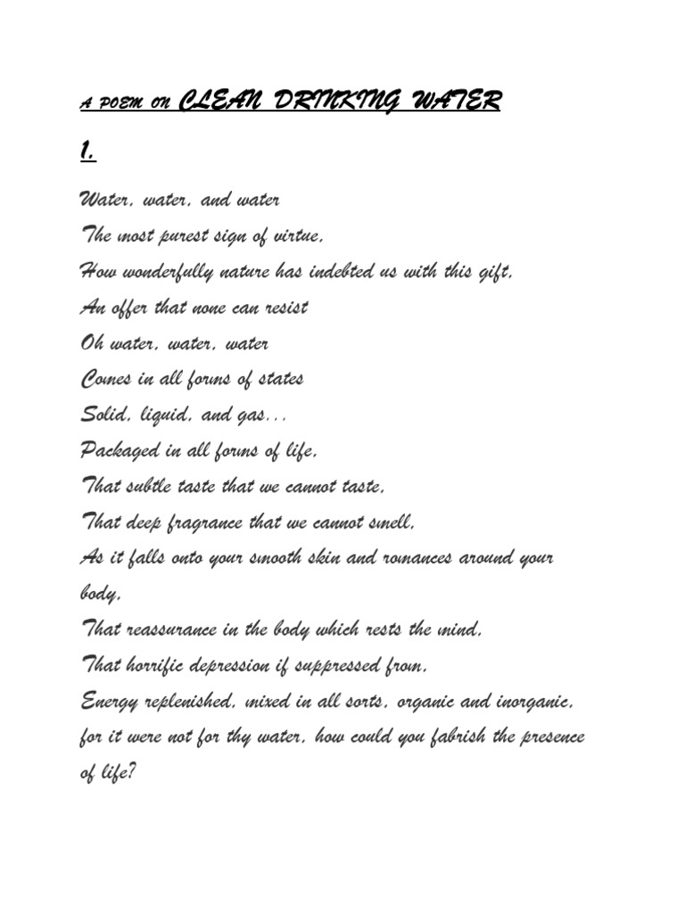 A Poem On Clean Drinking Water | PDF