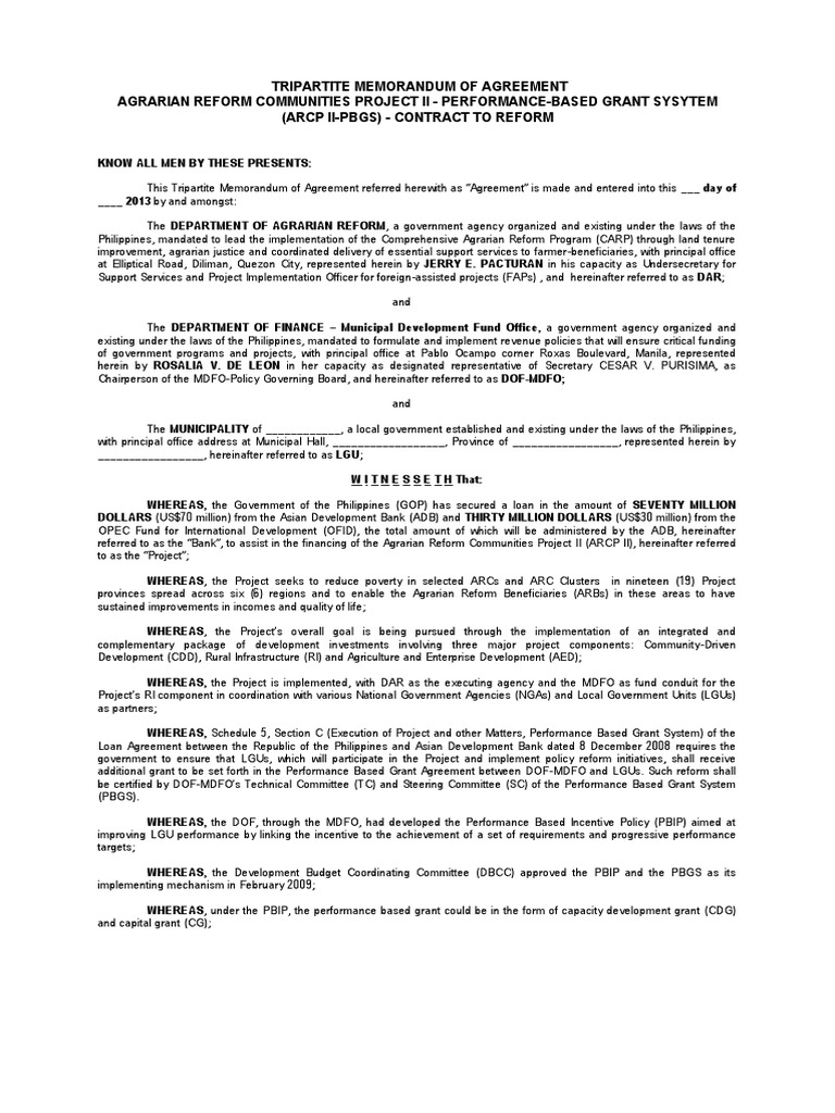 Contract To Reform Municipality - Final | PDF | Asian Development Bank ...