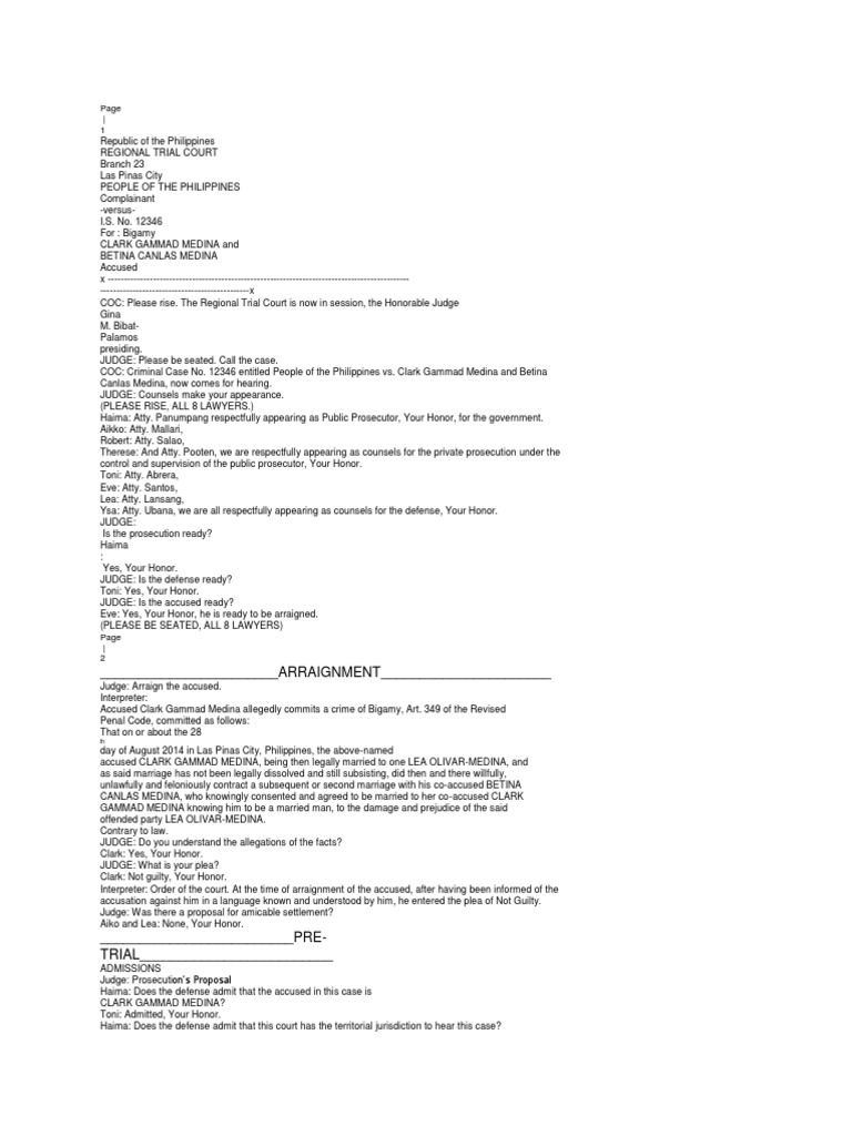 Arraignment | PDF | Plea | Prosecutor