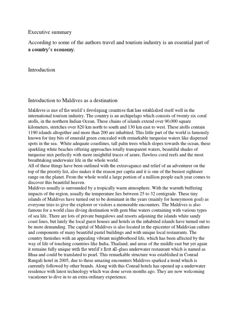 Introduction To Maldives As A Destination | PDF | Tourism | Gross ...