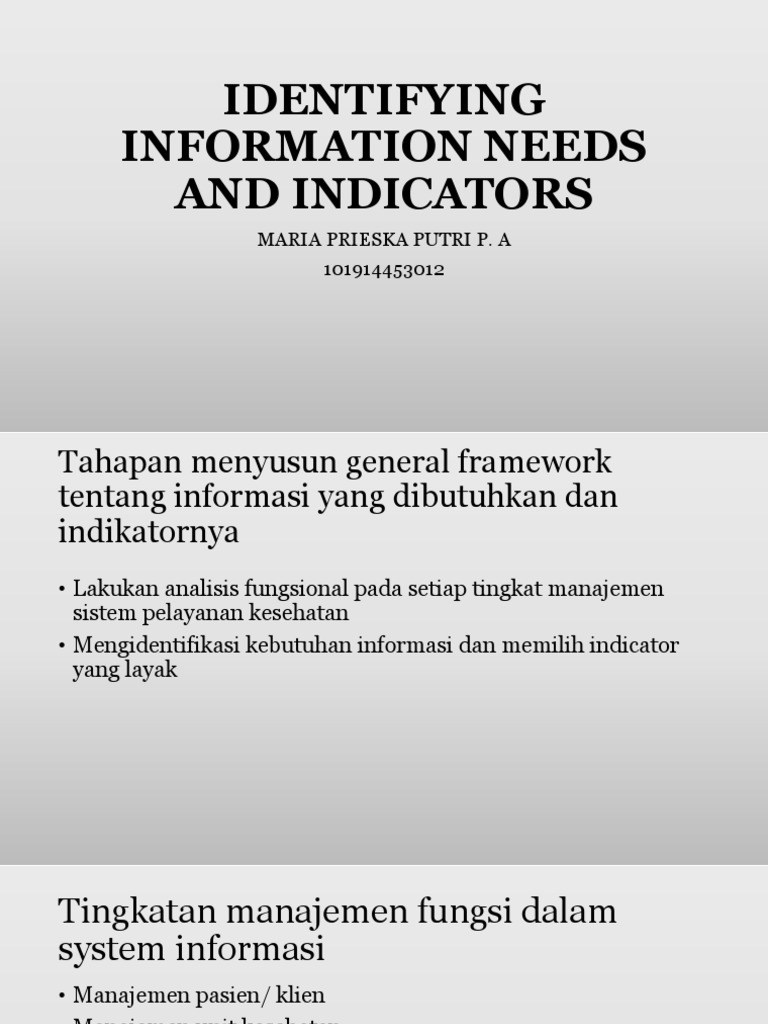 Identifying Information Needs and Indicators | PDF | Patient | Health Care