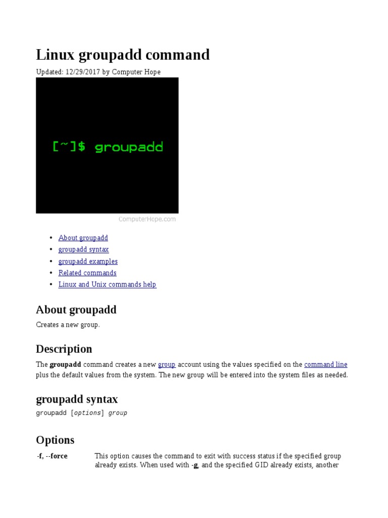 Groupadd Command | Download Free PDF | Password | Command Line Interface