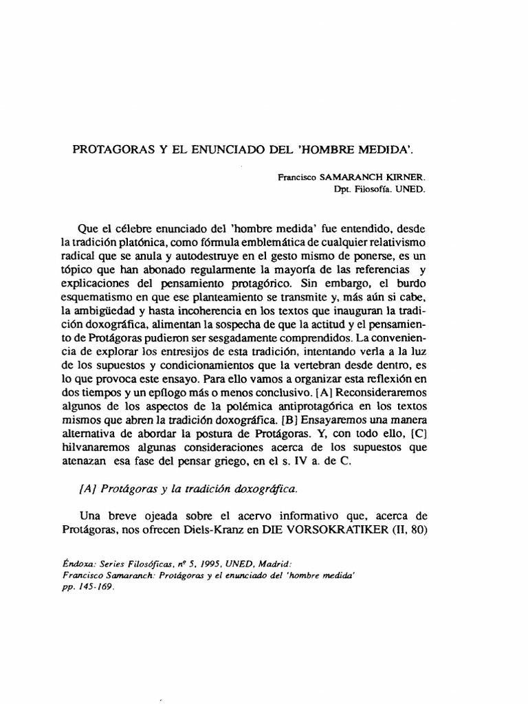 Protagoras Enunciado PDF | PDF | Platón | Prometeo