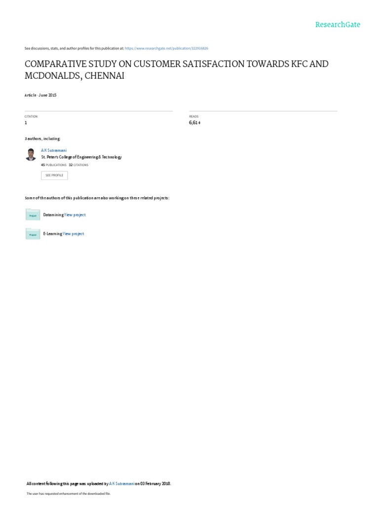 KFC Customer Satisfaction Analysis | PDF | Fast Food Restaurants | Business