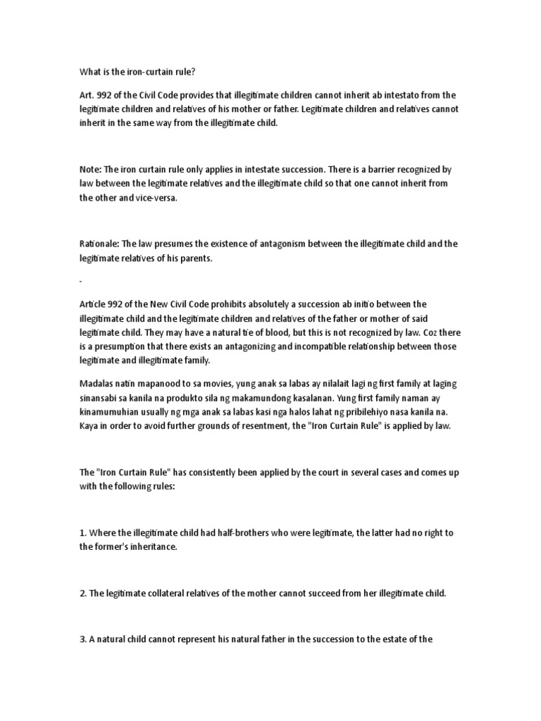 Iron Bar Rule | PDF | Will And Testament | Intestacy