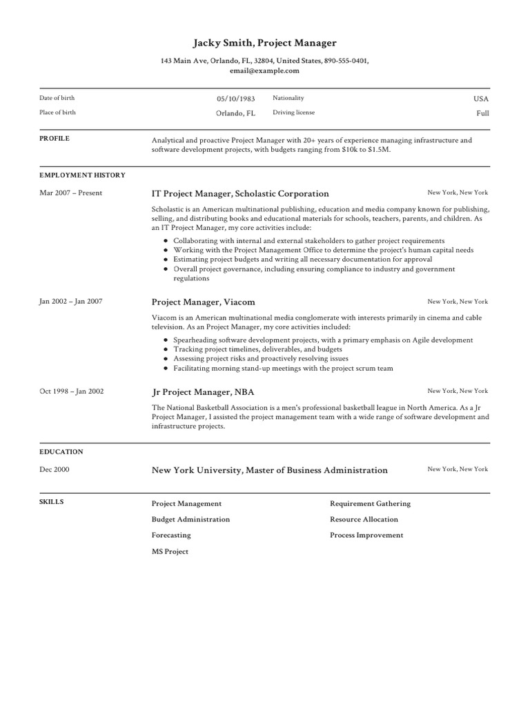 Jacky Smith Resume Project Manager 3 | PDF | Project Manager | Project Management