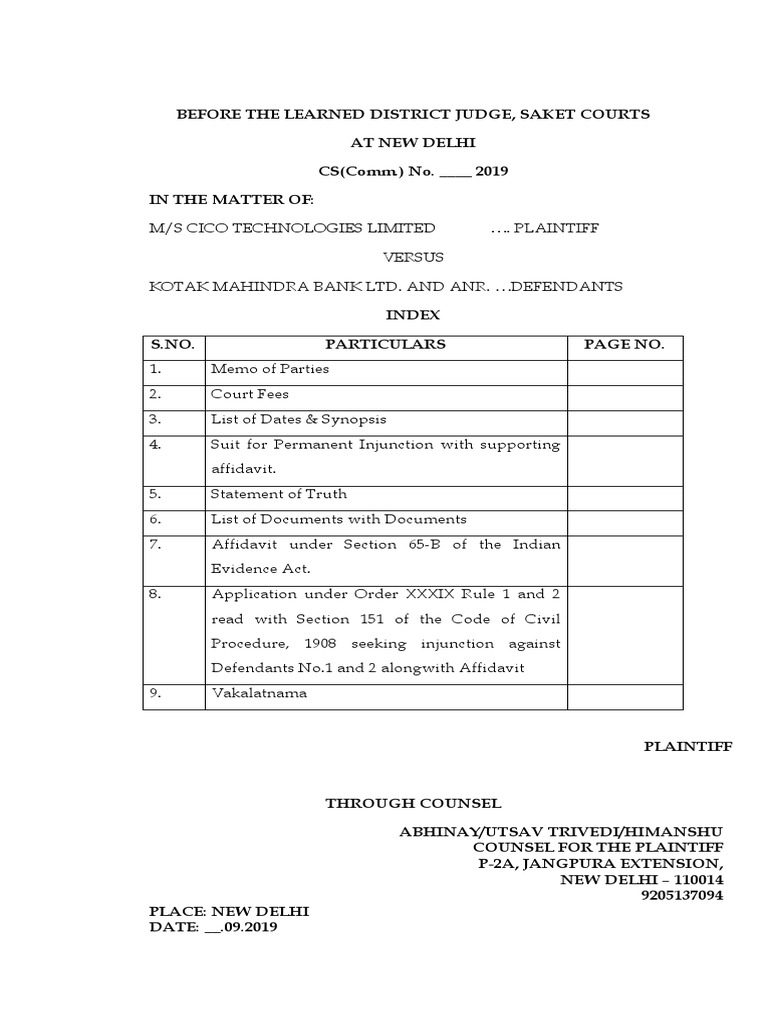 Suit Draft | PDF | Lawsuit | Affidavit