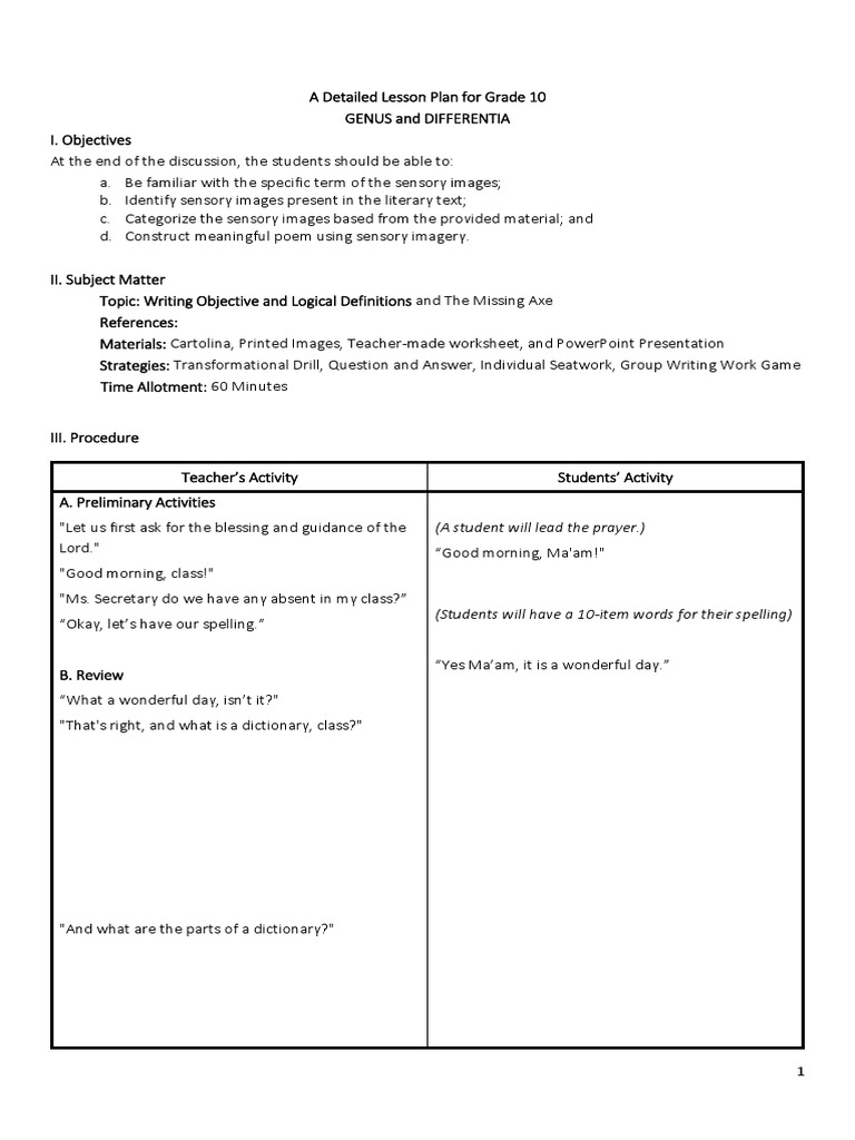 Detailed LP Sensory Imagery | PDF | Definition