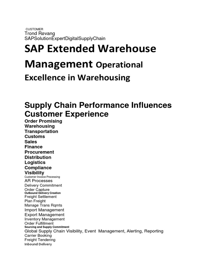SAP Extended Warehouse Management: Operational Excellence in ...
