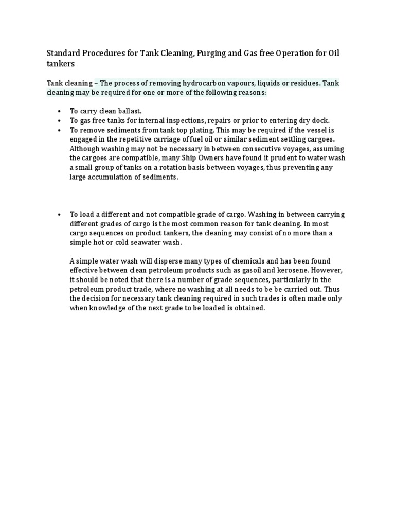 Oil Tanker Cleaning Guidelines | PDF