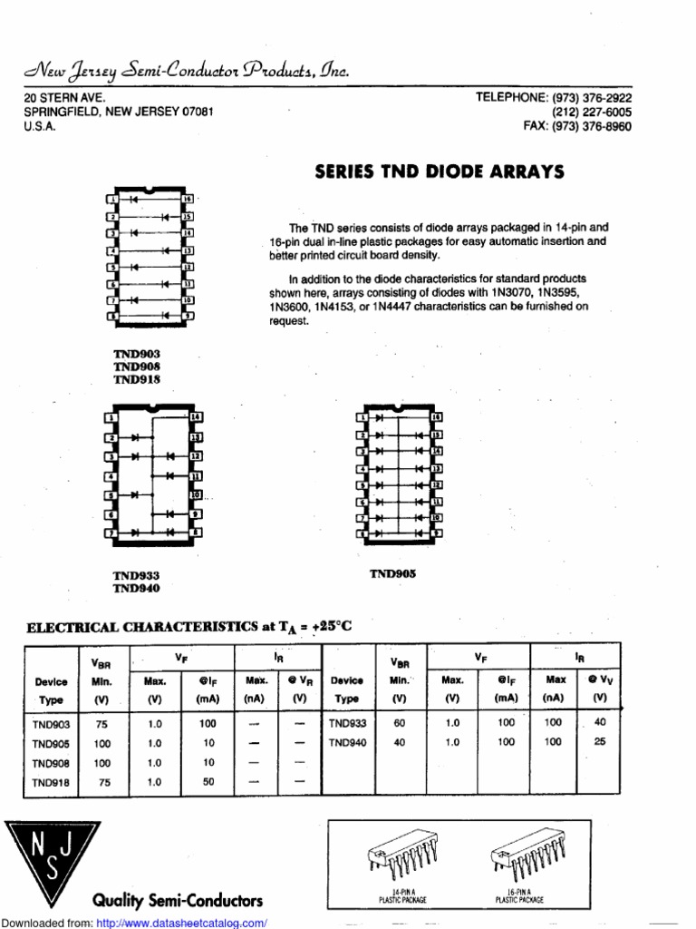 Series TND Diode Arrays: JB, Mi - (2ondiictoi Products., Una | PDF ...