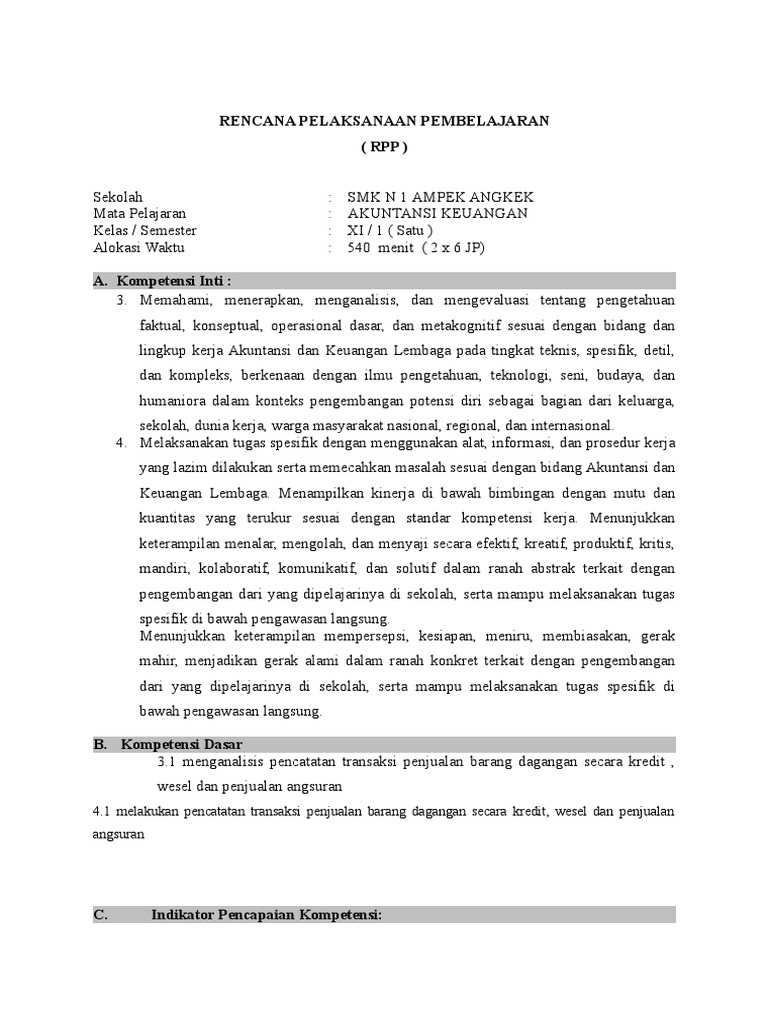 CONTOH-RPP Akuntansi-Problem Based Learning - Edited | PDF