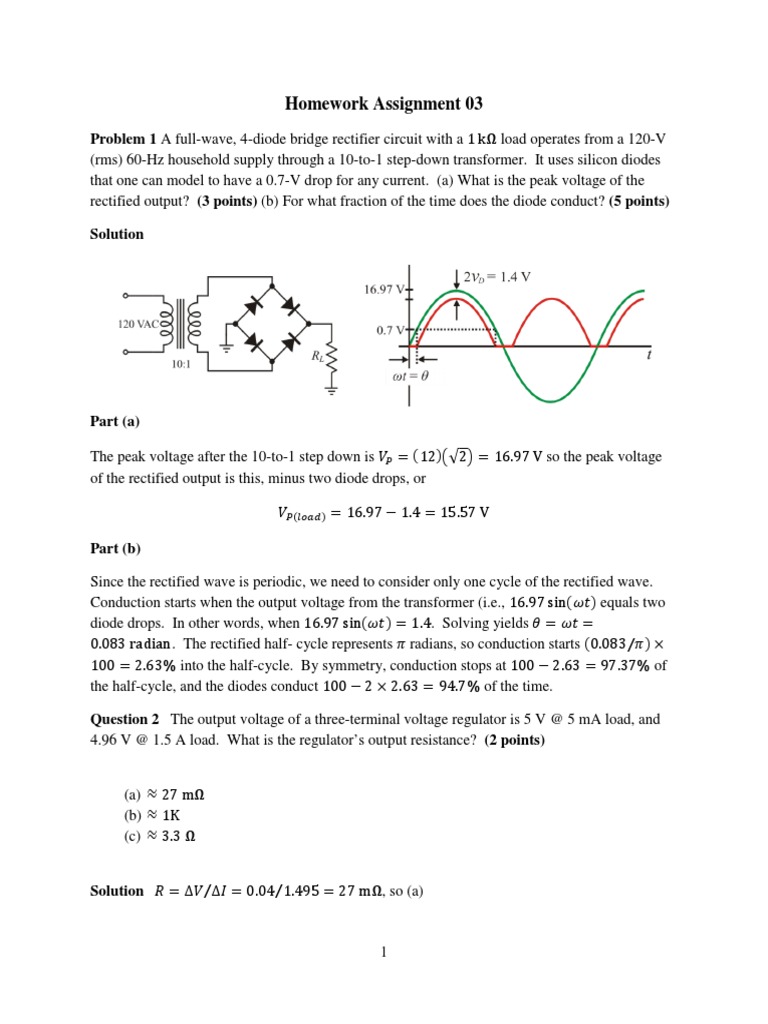 Homework on Rectifiers and Regulators | PDF | Rectifier | Electrical Network