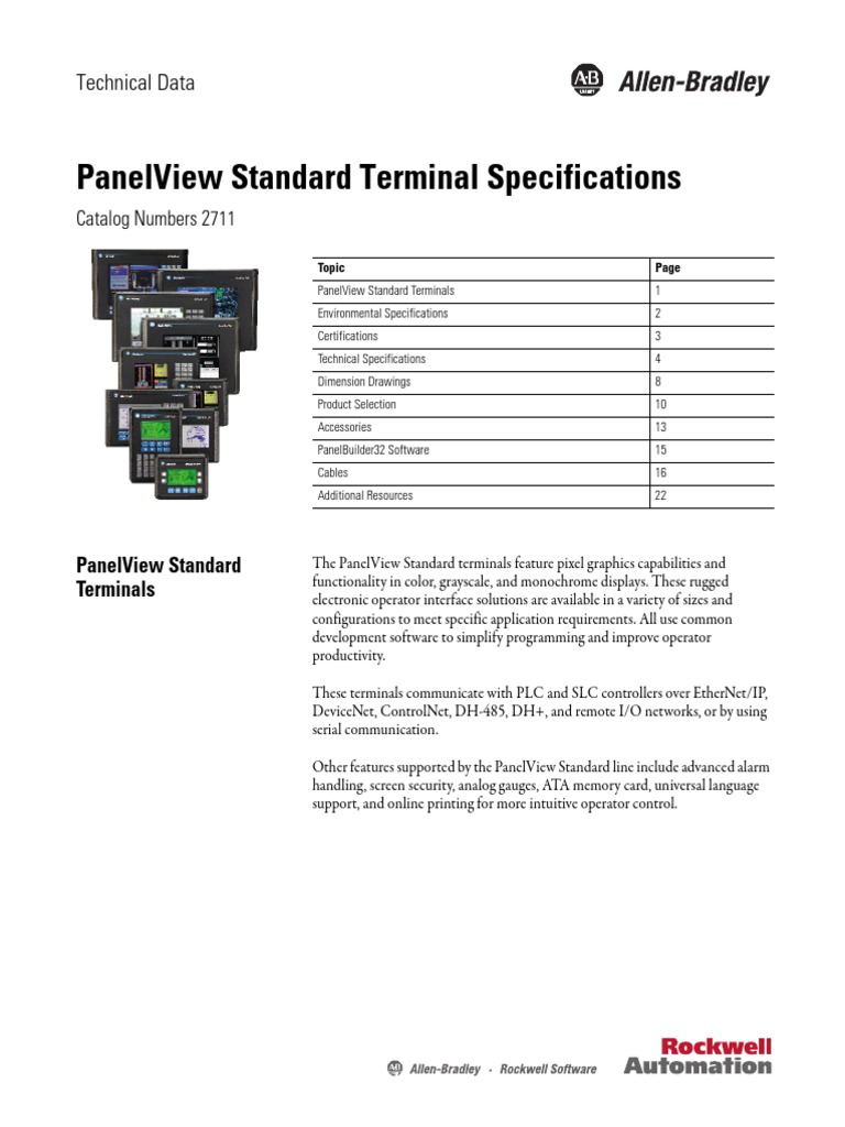 PanelView Standard Terminal Specifications | PDF | Computer Terminal ...
