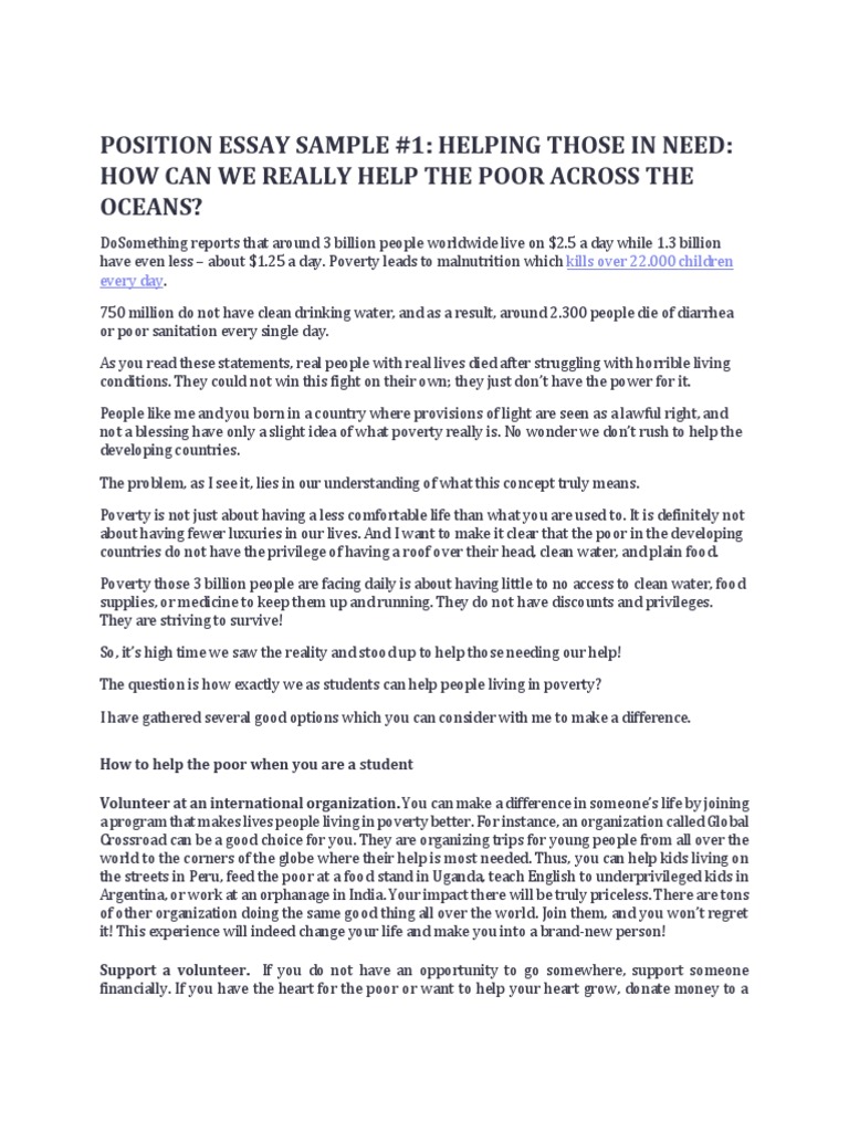 Position Essay Sample | PDF | Smoking | Poverty