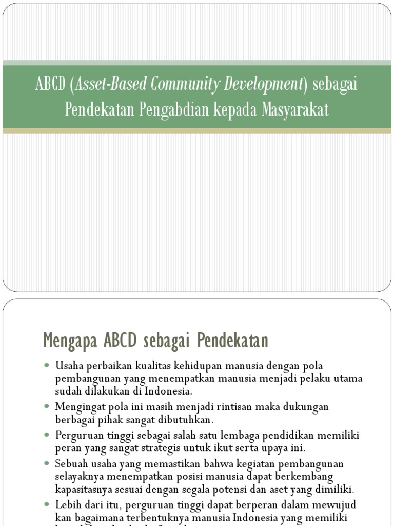 ABCD (Asset-Based Community Development) Sebagai Pendekatan PKM | PDF