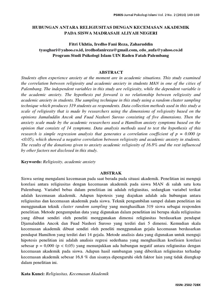 Kecemasan Akademik1 | PDF | Correlation And Dependence | Multivariate Statistics