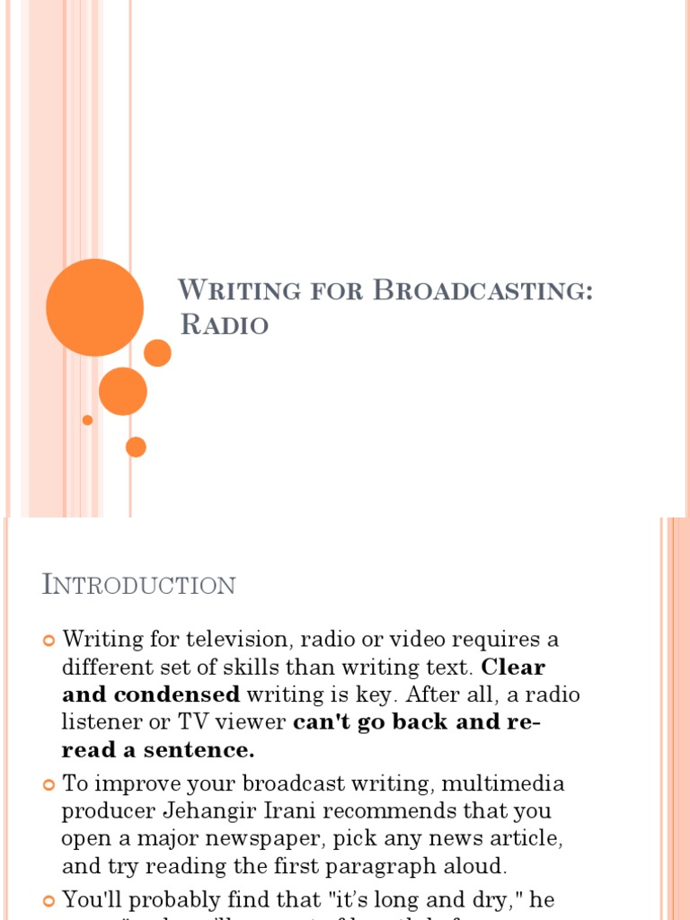 Writing For Broadcasting | PDF | Plot (Narrative) | Entertainment
