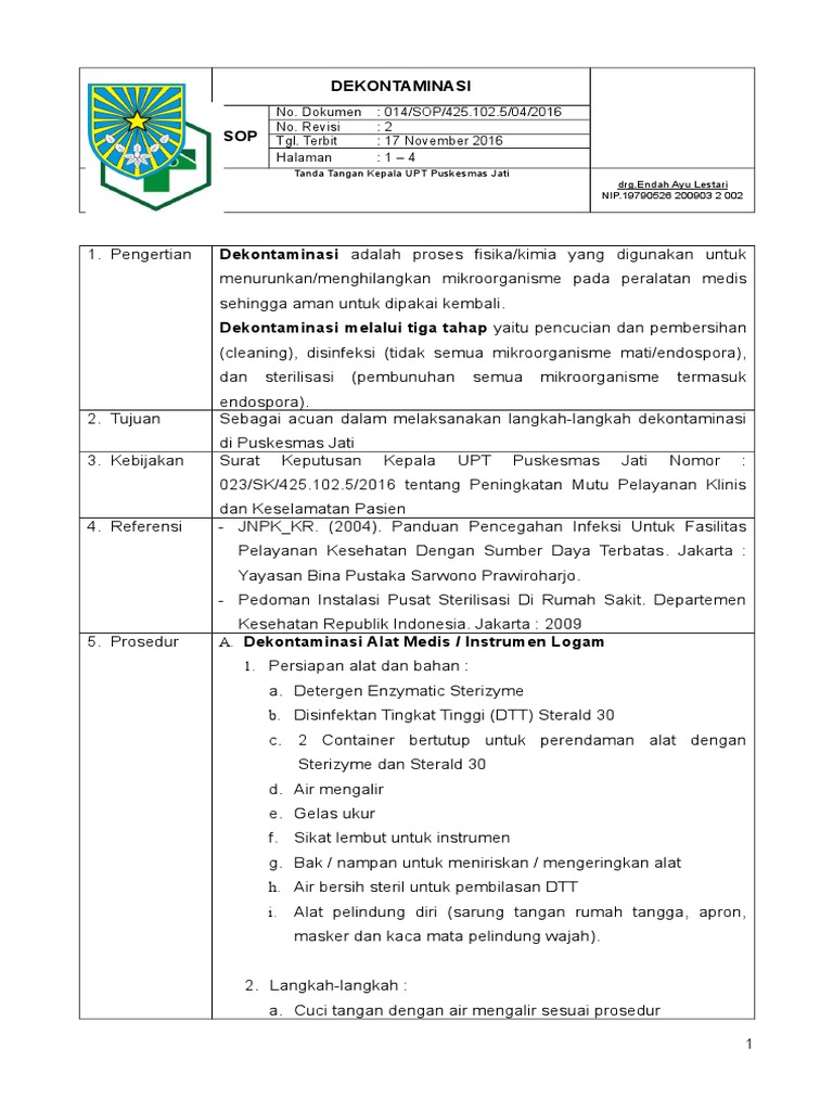 Sop Dekontaminasi New | PDF