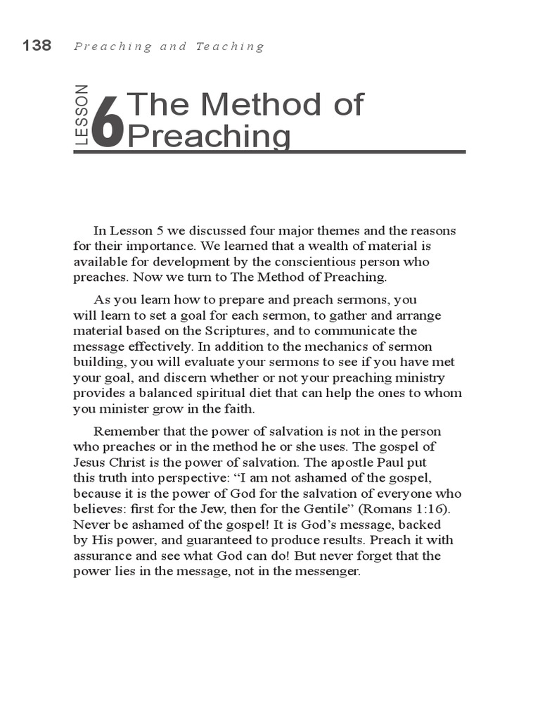 The Method of Preaching | PDF | Sermon | The Gospel